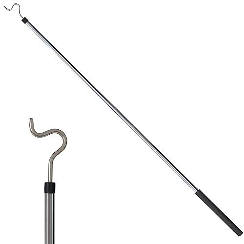 Clothes Hanger Reaching Hook Telescopic Adjustment Clothes Hook Rod Light and can Extend from51 Hook and Sponge Handle. (50inch)
