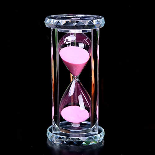 Crystal Hourglass 15/30/60 Minutes Sandglass Timers Kitchen Cooking Sand Clock Timer Home Office Christmas Birthday Present Gift Box Sand Glass (30 Minutes, Pink)