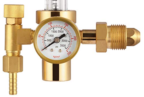 Argon Regulator,Flow Meter Gas Regulator Gauge for Mig Tig Weld,0-25lpm CGA-580 Copper Welding Gas Regulators Accessory