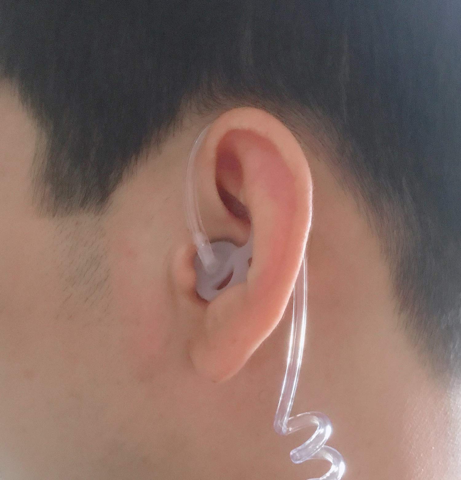 Silicone Fin Ear Mold for Two Way Radio Earpiece Replacement Earmold Earbud Tips for Surveillance Police Earpiece Coil Tube Headset (2 Pair Fin Large)