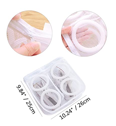 Reusable Zipper Net Shoes Wash Bag Gym Shoe Sneaker Trainers Dryer Bag Laundry Storage Organizer White Square