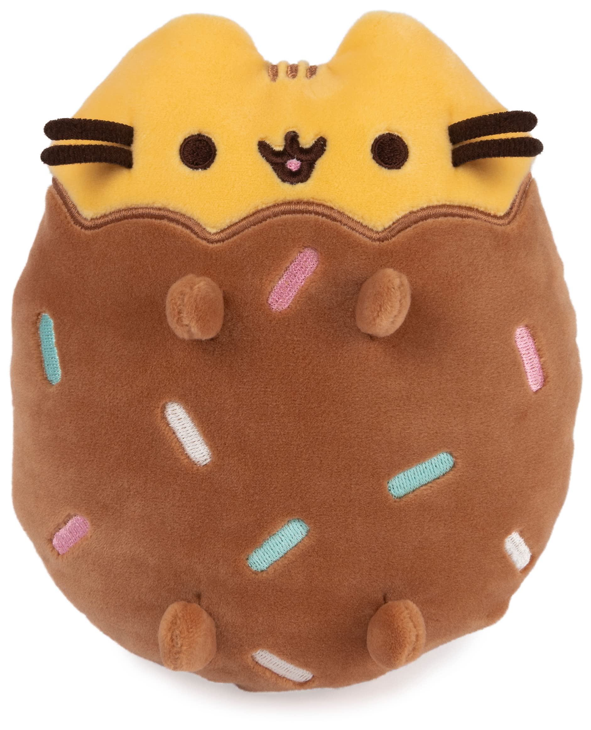 GUND Pusheen Chocolate Dipped Cookie Squisheen, Stuffed Animal for Ages 8 and Up, Brown/Yellow, 6”