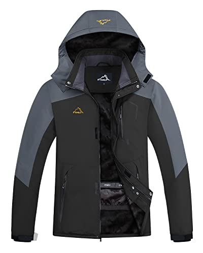 FTIMILD Men's Ski Jacket Waterproof Warm Winter Mountain Windbreaker Hooded Raincoat Snow Jackets