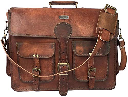 Cuero DHK 16 Inch Vintage Handmade Leather Messenger Bag Laptop Briefcase Computer Satchel Bag for Men & Women (16 Inch Medium)