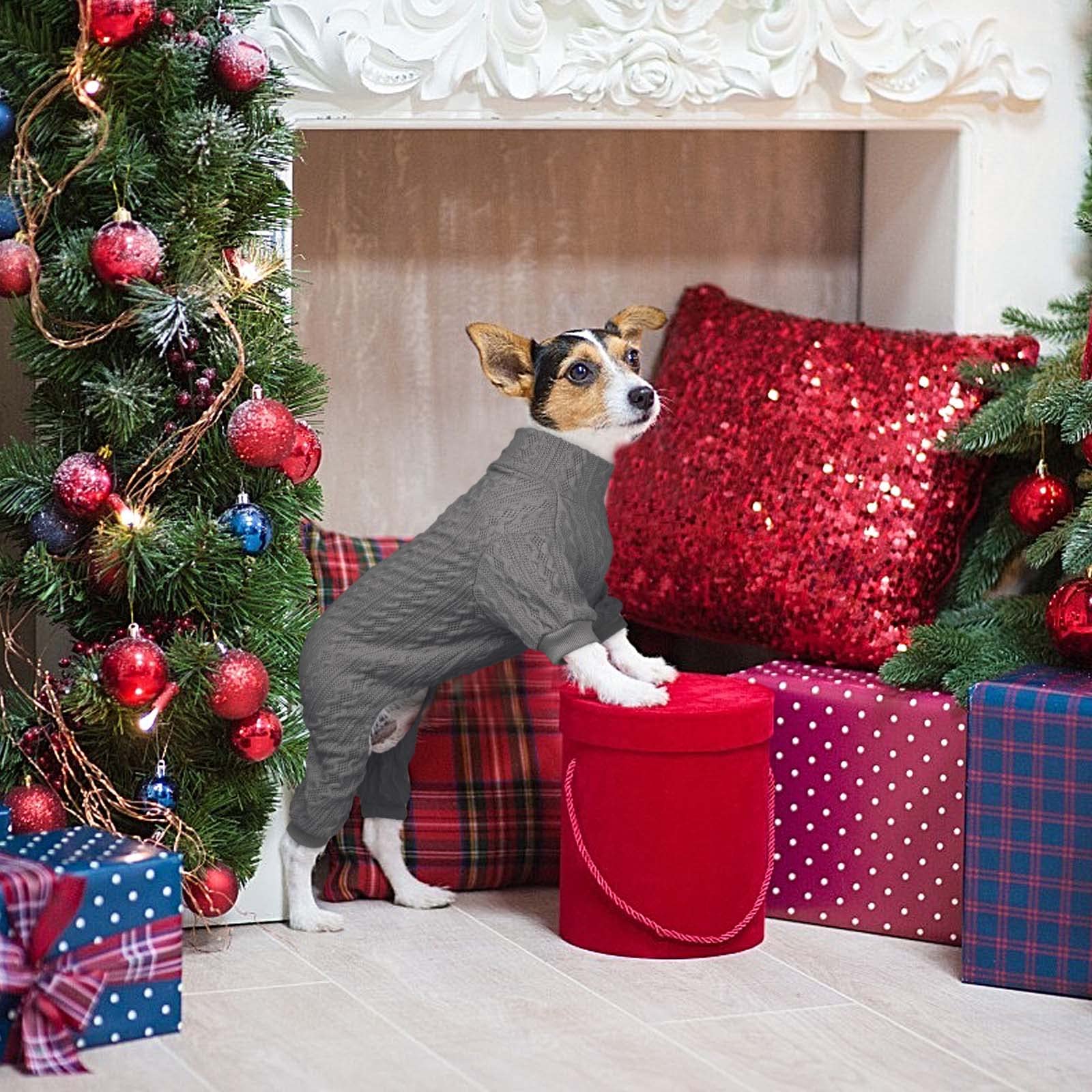 Dog Sweater Turtleneck Knitted Dog Clothes Solid Color Puppy Sweater Warm Cat Sweater Dog Sweaters for Small Dogs (Grey & XS)
