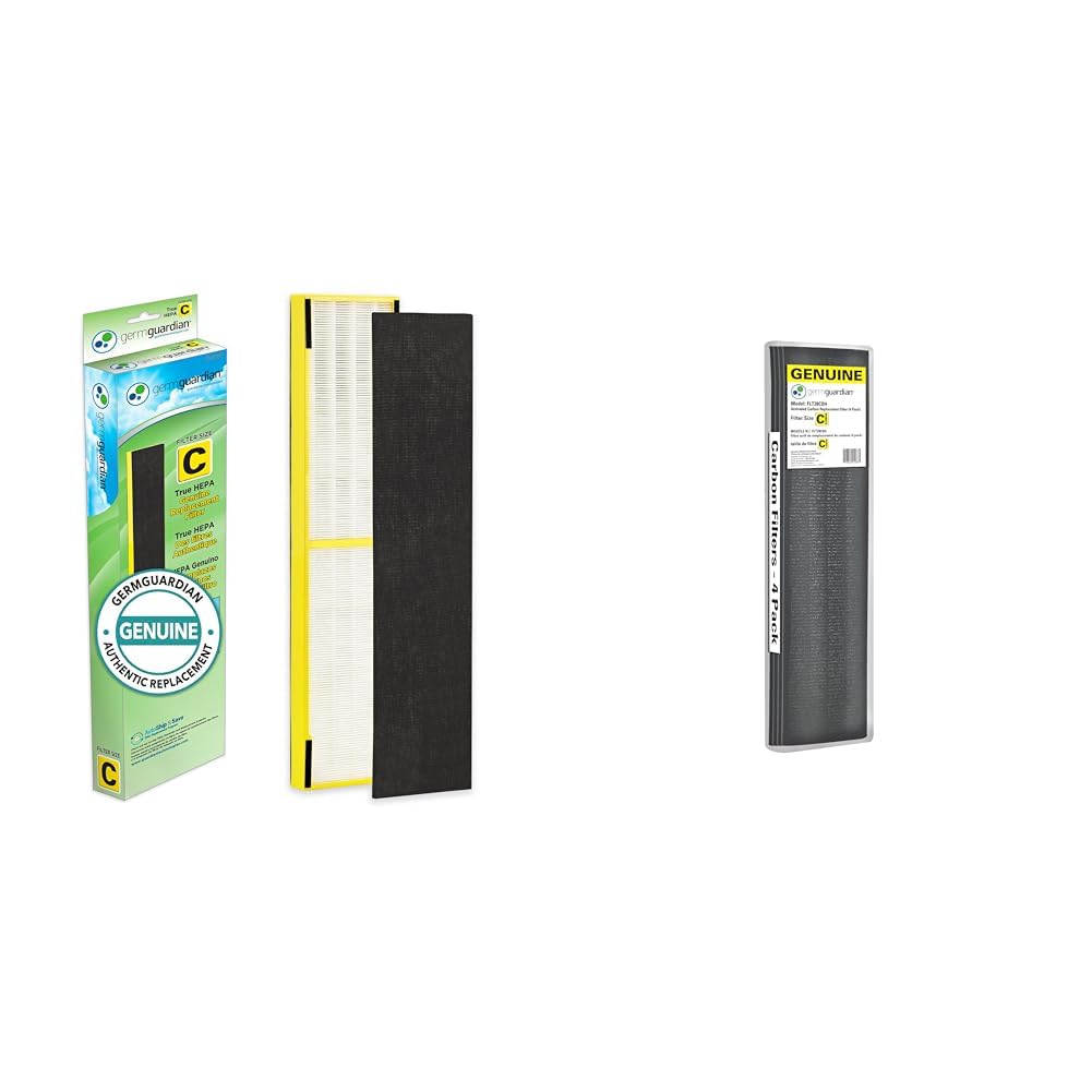 GermGuardian Air Purifier Filter FLT5000 Genuine HEPA Replacement Filter with Guardian Technologies GermGuardian Air Purifier GENUINE Carbon Filter 4-Pack