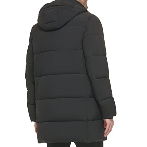 Calvin Klein Men's Long Stretch Puffer Jacket, Ebony, Small
