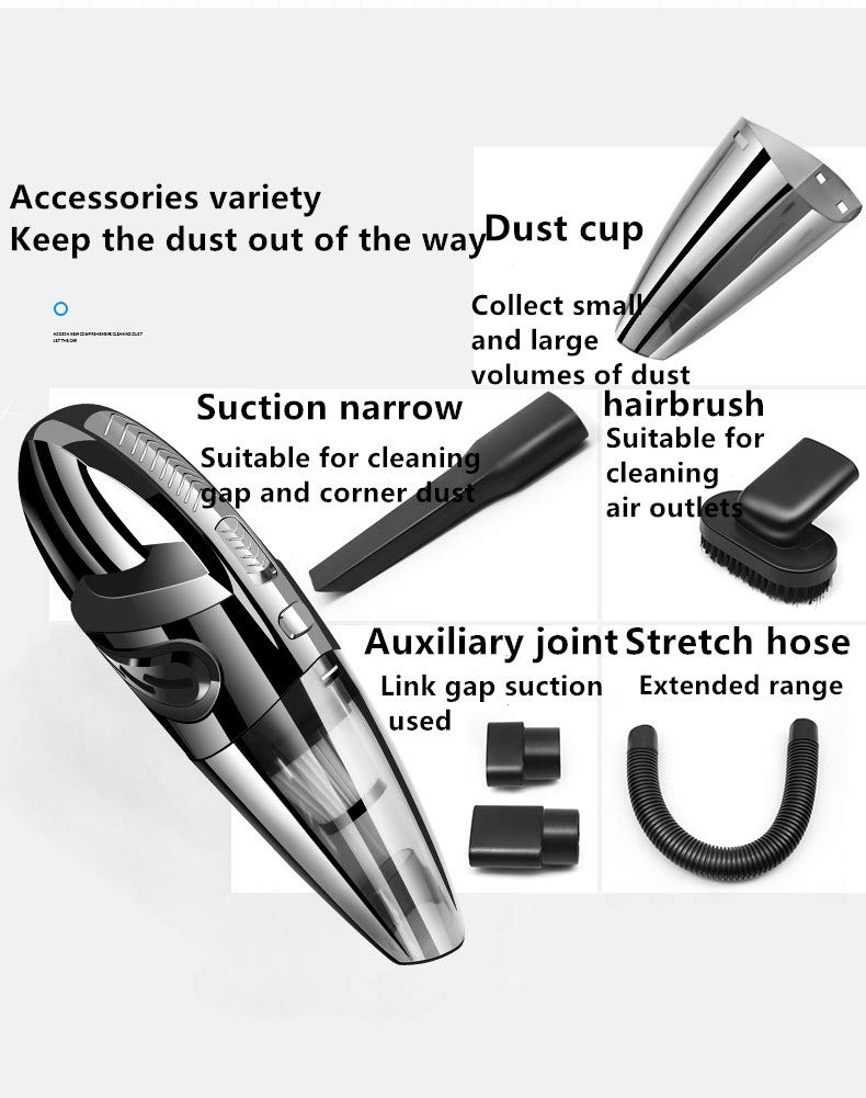 DJW car Vacuum Cleaner, Wireless car Dry and Wet Vacuum Cleaner Home Handheld Vacuum Cleaner