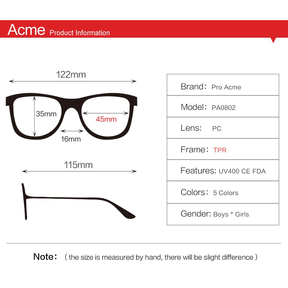 Pro Acme TPEE Rubber Flexible Kids Nerd Glasses Clear Lens Geek Fake for Costume (Age 3-10) (Pink/Green)