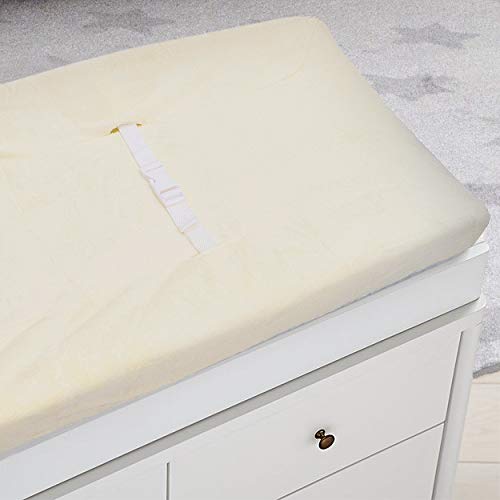 TL Care Heavenly Soft Chenille Fitted Contoured Changing Pad Cover, Ecru, for Boys and Girls