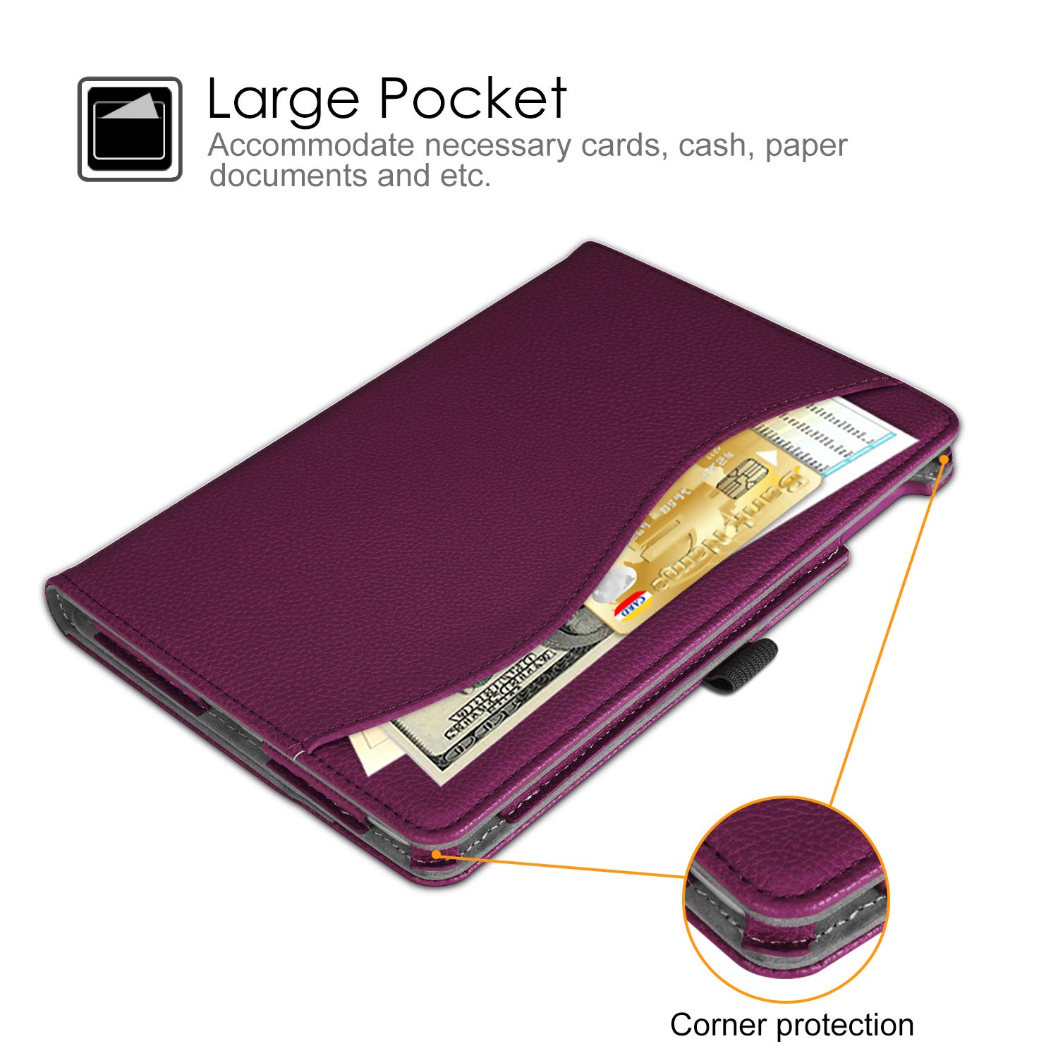 Fintie Case for iPad Mini 4 - [Corner Protection] Multi-Angle Viewing Folio Smart Stand Protective Cover with Pocket, Auto Wake/Sleep, Compatible with iPad Mini 5th Gen 2019 (Purple)