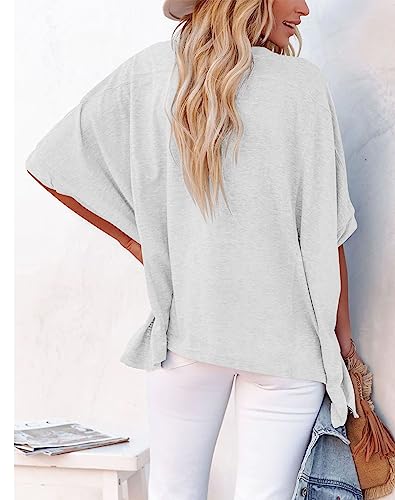 Fanway&EC Women's Short Sleeve T Shirts Crewneck Oversized Tee Casual Summer Tops Loose Fitted (White,Medium,Medium,US,Alpha,Adult,Female,Regular,Regular)