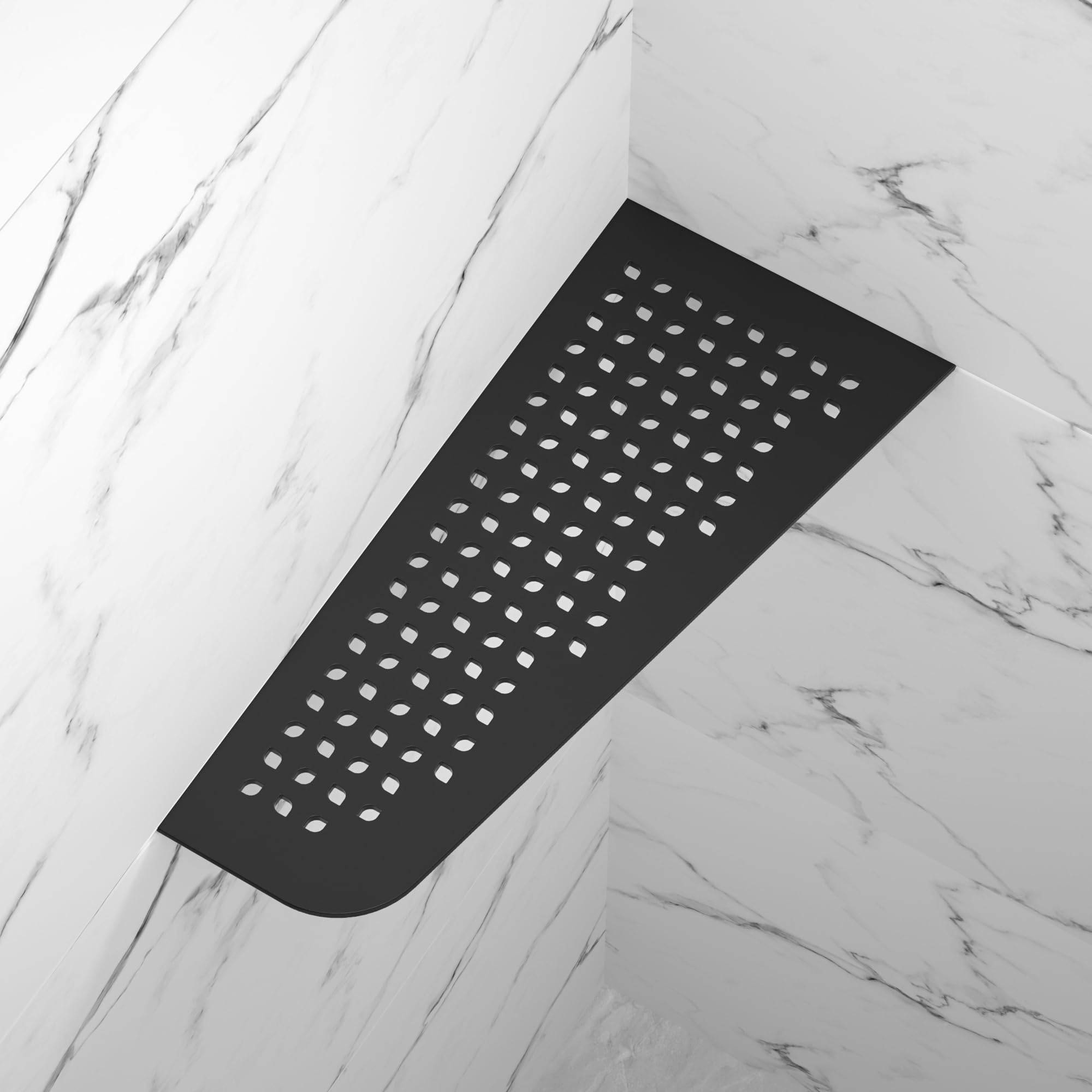 Bernkot Corner Shower Shelf 12" Matte Black 304 Stainless Steel Quadrilateral Corner Shelf Heavy Duty Recessed Bathroom Black Shelf No Drilling Needed