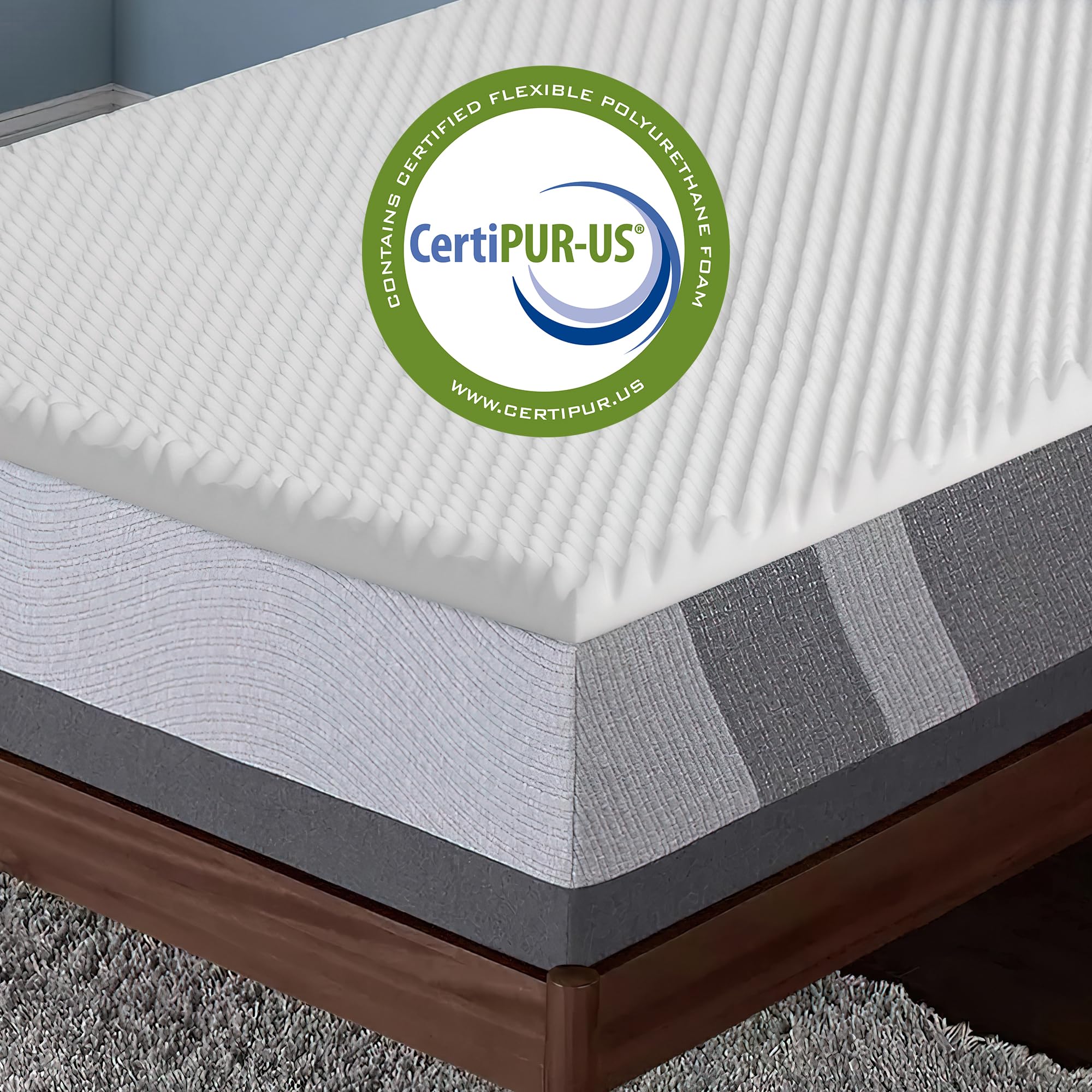 Spring Solution 2-inch Queen Egg Shell Bed Topper with Breathable Foam, White, 20"