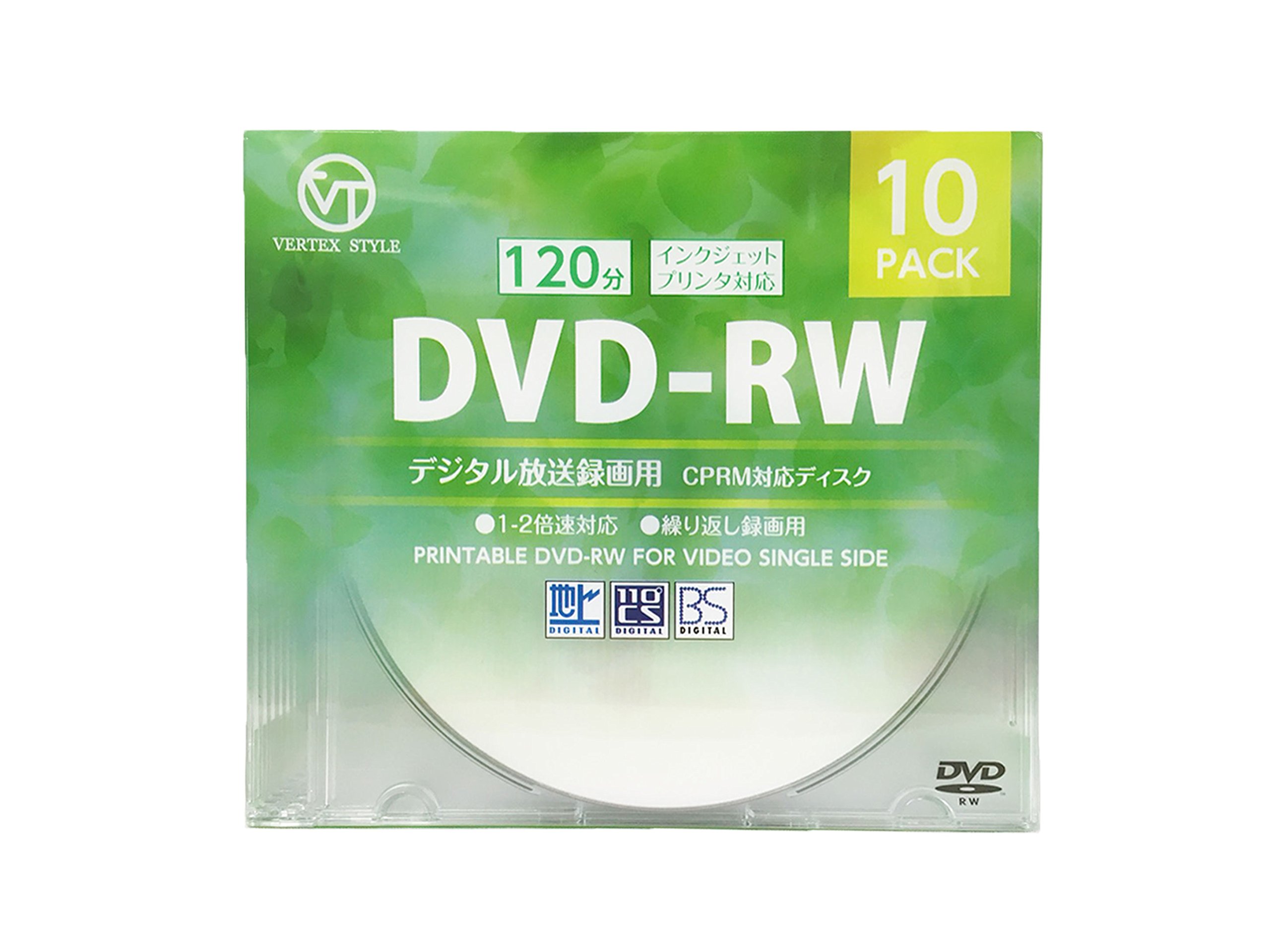VERTEX DRW-120DVX.10CA DVD, RW Repeat Recording for Digital Terrestrial Broadcast Recording DRW, 120 DVX.10 CA 120 min/4.7 GB 2 x 10 Slim Case
