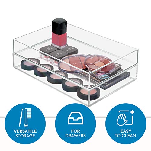 iDesign Decorative Countertop Vanity Tray Organizer for Bathroom, Bedroom, Closet, Entryway, The Clarity Collection – 8" x 12" x 2", Clear