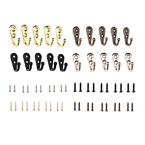 ANYUFEI 5Pcs Wall Hanger Curved Buckle Horn Lock Clasp Hook Zinc Alloy Door Wall Hooks Hanger Black/Gold/Silver/Bronze w/Screws (Size : C)