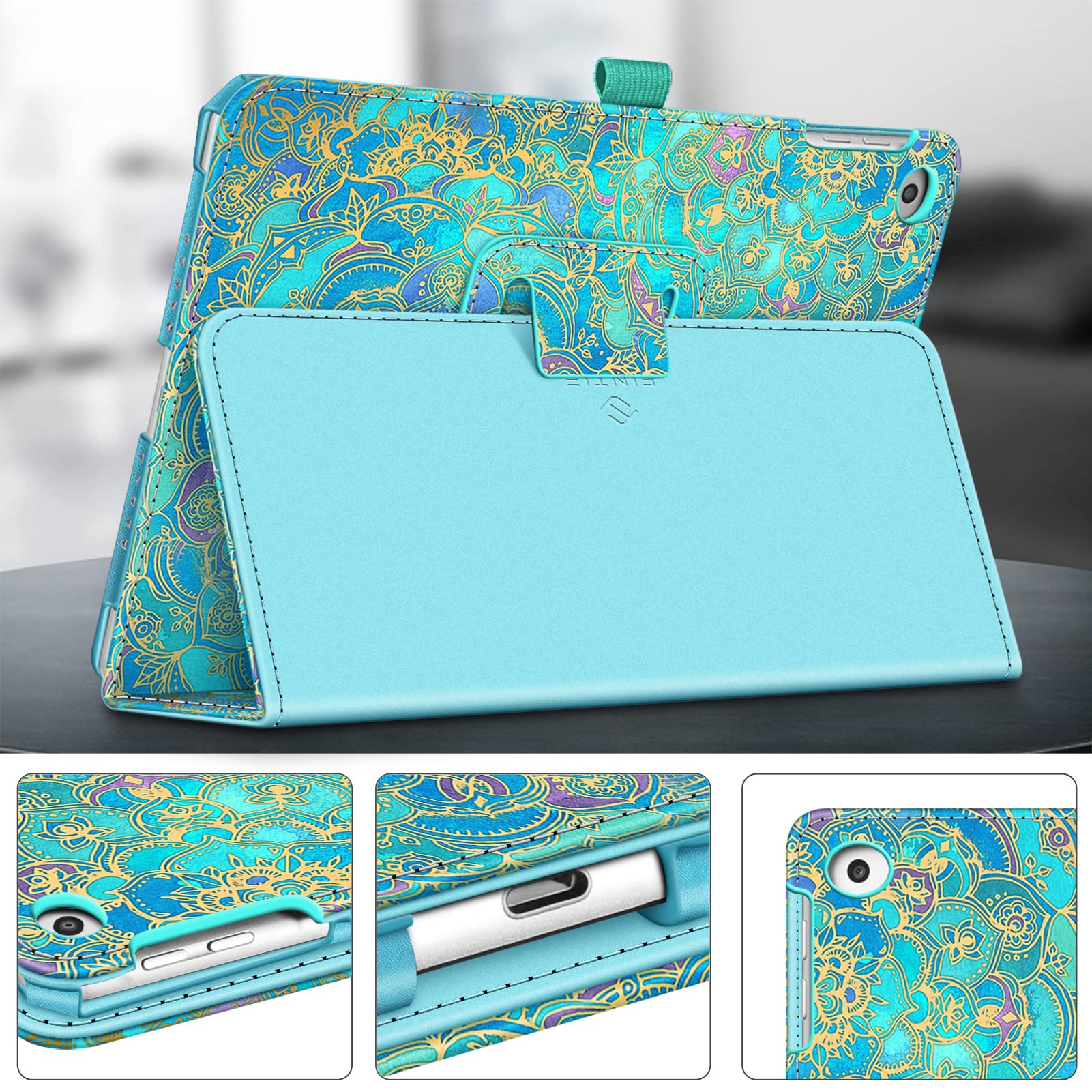 Fintie Folio Case for iPad 6th / 5th Generation (2018/2017), iPad Air 2 / Air 1 (9.7 Inch) - [Corner Protection] Premium Vegan Leather Stand Cover, Shades of Blue