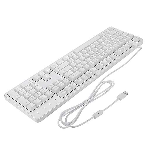 Teerwere Gaming Keyboard Mechanical Gaming Keyboard, Original 104Keys NKRO Cherry Red Switch Mechanical Keyboard Not Easy to Fade Mechanical Gaming Keyboard (Color : White, Size : One Size)