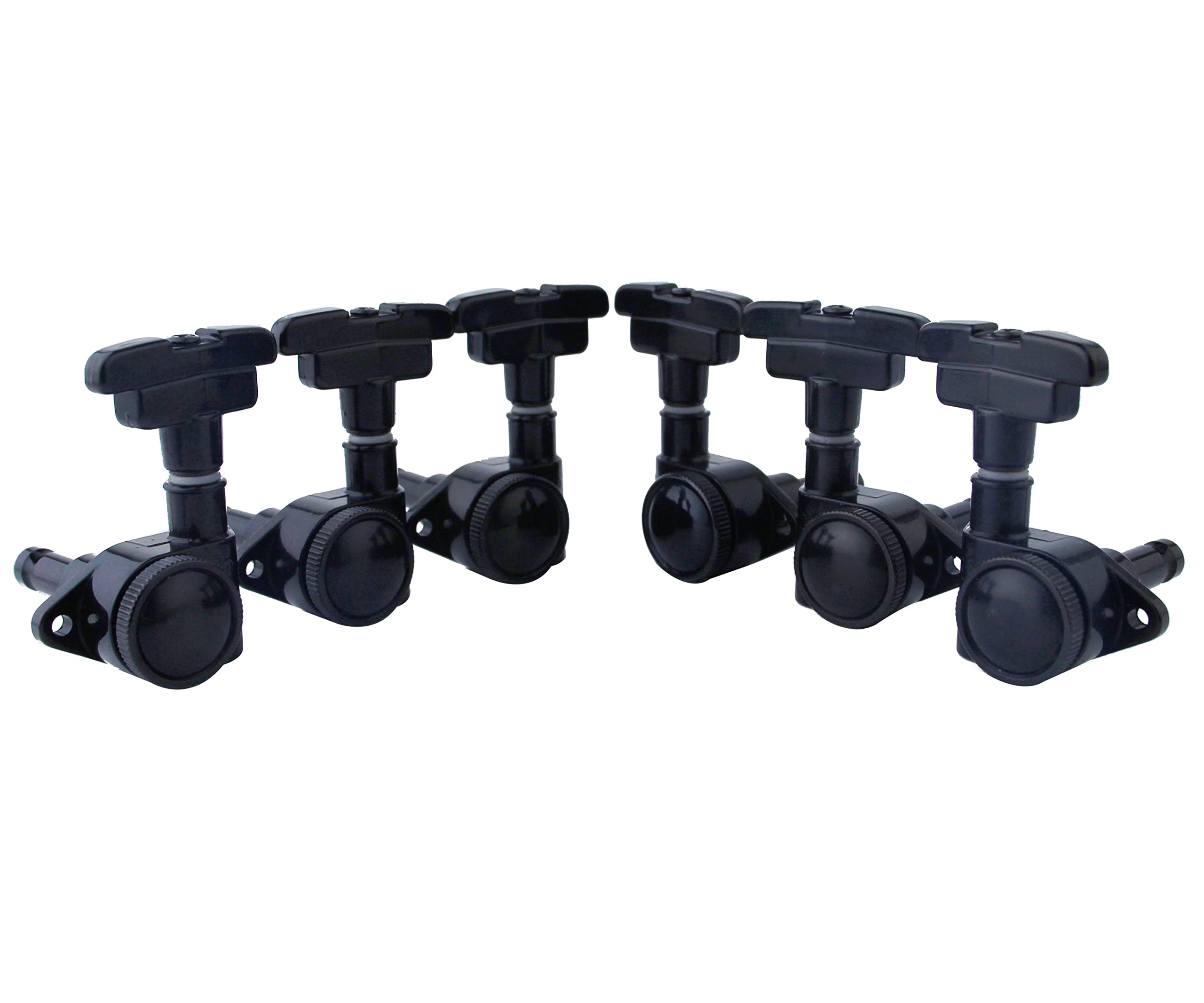 Guyker Guitar Locking Tuners (3L + 3R Handed) - 1:21 Lock String Art Deco Rotomatic Tuning Key Pegs Machine Head with Imperial Style Head Replacement for Electric, Folk or Acoustic Guitars - black