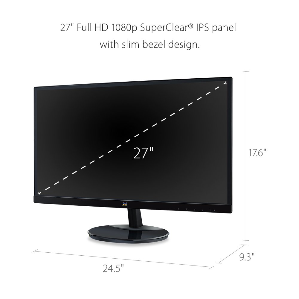 ViewSonic VA2759-SMH 27in IPS 1080p HDMI Frameless LED Monitor (Renewed)