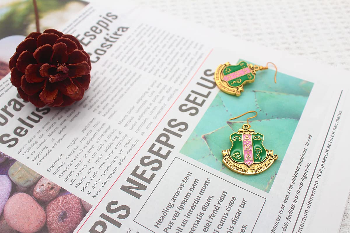 AKA Earrings for Women Girls Sorority Gift Jewerly Dangling Earrings with Pink Gift Box