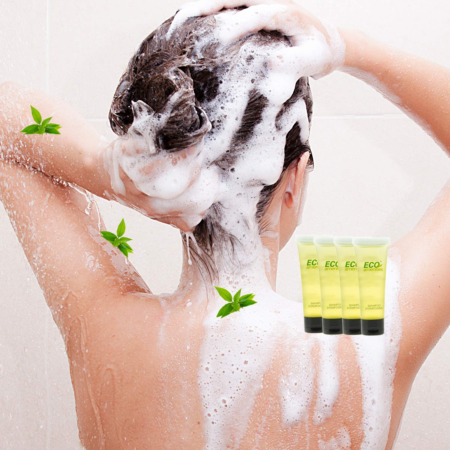 ECO Amenities, 200 PACK: Mini Size 1 Ounce Travel Shampoo & Conditioner Sets, Green Tea Scent - 2 in 1 Shampoo & Conditioner, Natural, Cruelty-Free, Sustainably Packed, TSA Approved