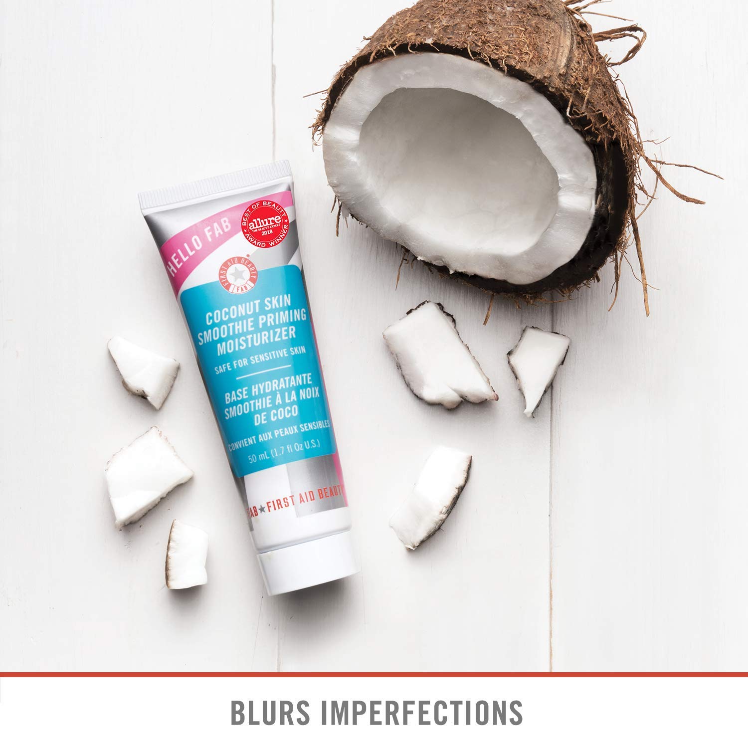 First Aid Beauty Hello FAB Coconut Skin Smoothie Priming Moisturizer, 2-in-1 Moisturizer and Makeup Primer β 1.7 Oz.