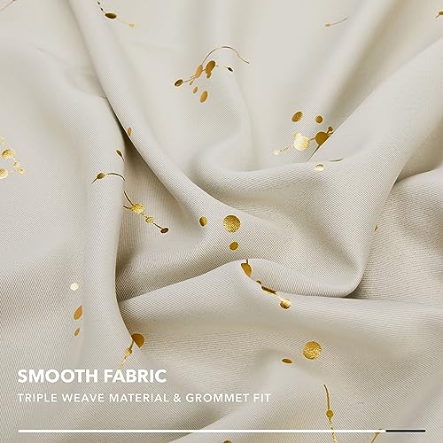 Deconovo Blackout Curtains for Living Room, Curtains 84 Inches Long, Set of 2 - Constellation Pattern Foil Printed Curtains, Light Blocking Curtain (Beige, 42 x 84 Inch, 2 Panels)