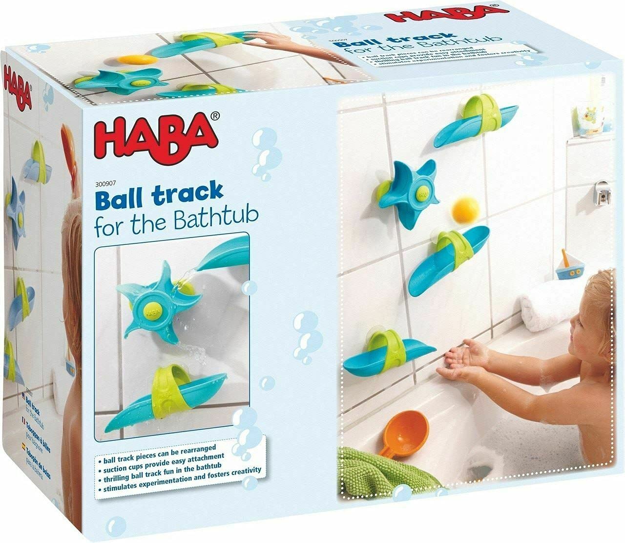 HABA Bathtub Ball Track - 6 Piece Play Set - Fosters Experimentation & Creativity for Ages 3 and Up