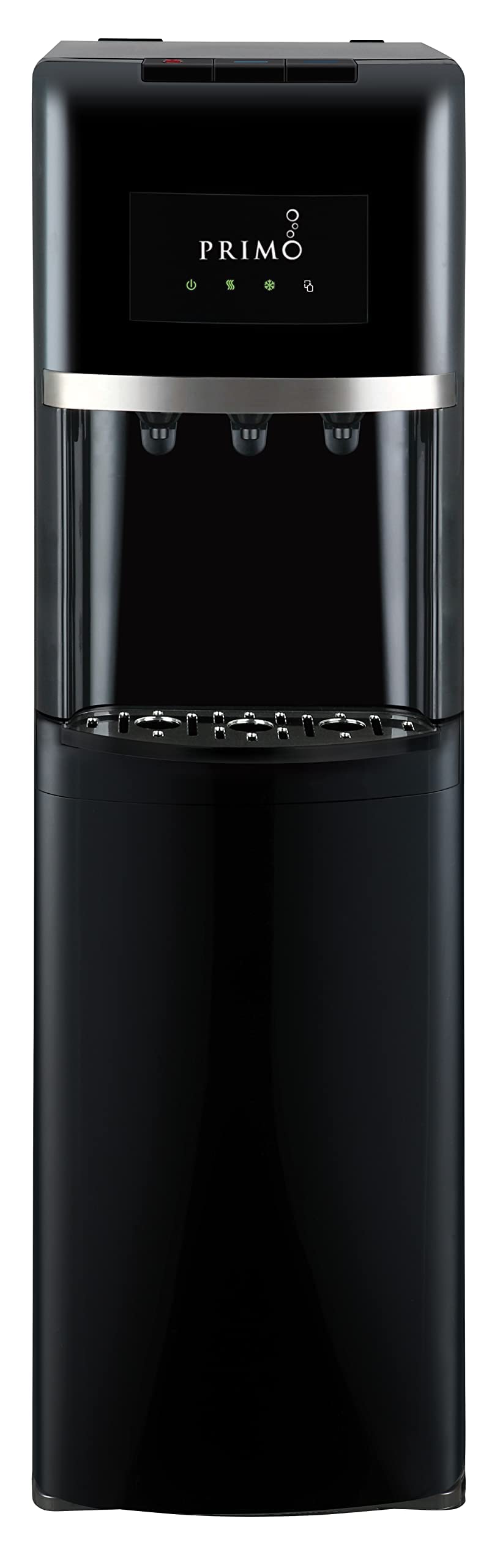 Primo Bottom Loading Water Dispenser, 3 Temp (Hot-Cool-Cold) Water Dispenser for 5 Gallon Bottle w/Child-Resistant Safety Feature, Black with Black Stainless Door