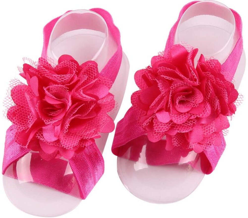 Toptim Baby Girl's Barefoot Sandals Flower for Newborn Toddlers (0-3T) (Mixed 12 Colors)