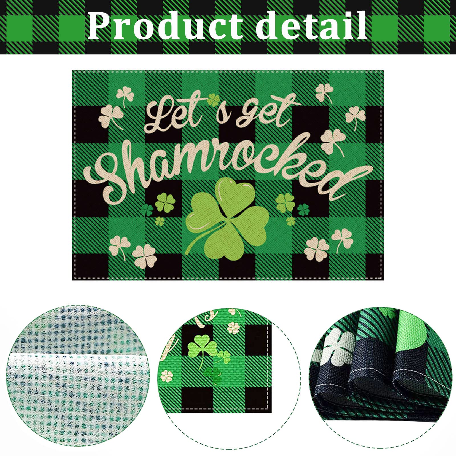 6Pcs St. Patrick's Day Placemats Shamrock Table Mats Resistant Sage Green Placemat for Green Kitchen Dining Table Heat Insulation Washable Place mats