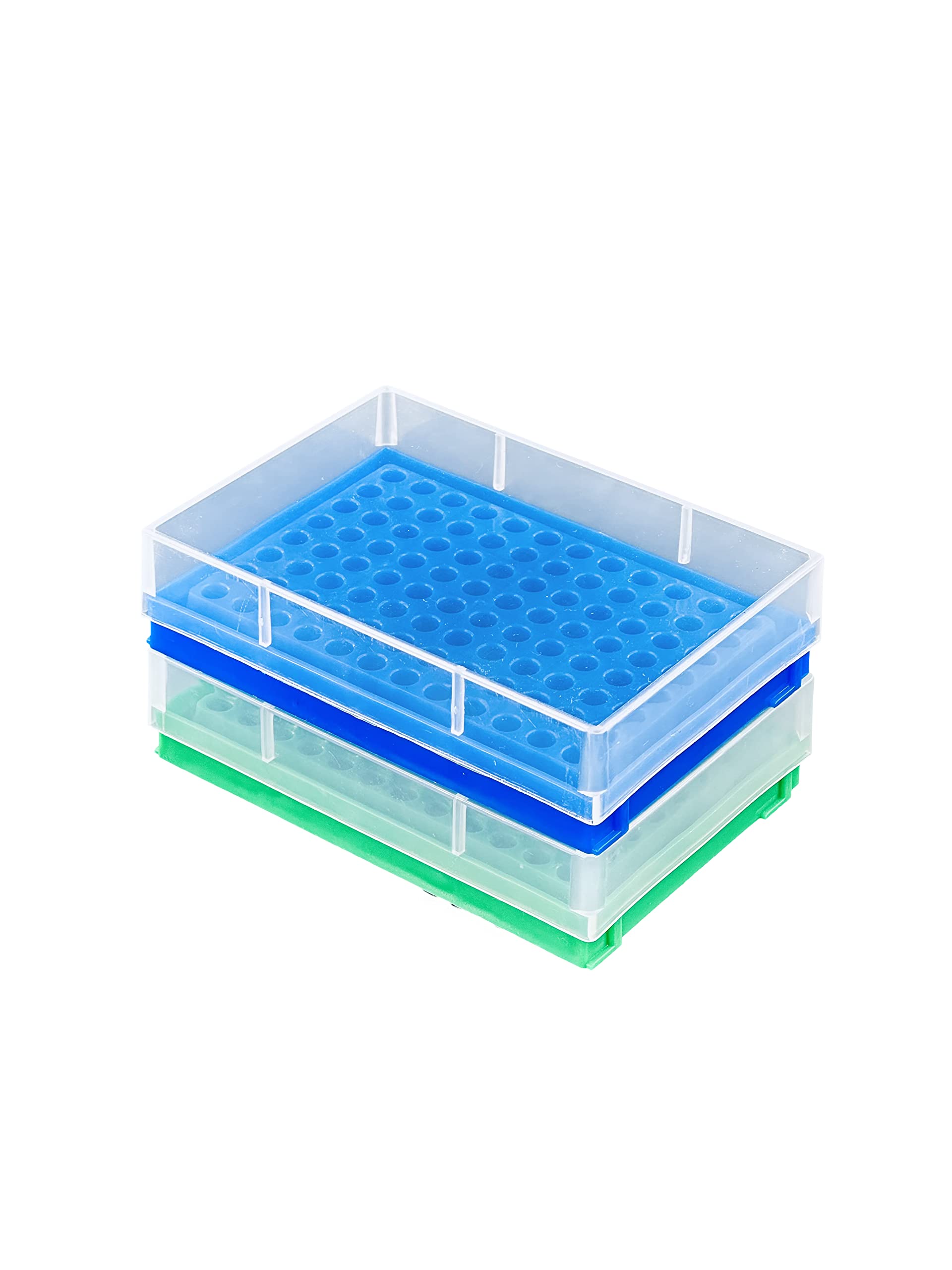 LUERFLEX 96 Wells PCR Tube Rack for 0.2ml 0.1ml Strips Tubes, The Lid is for Non-Skirted PCR Plate Pack of 2