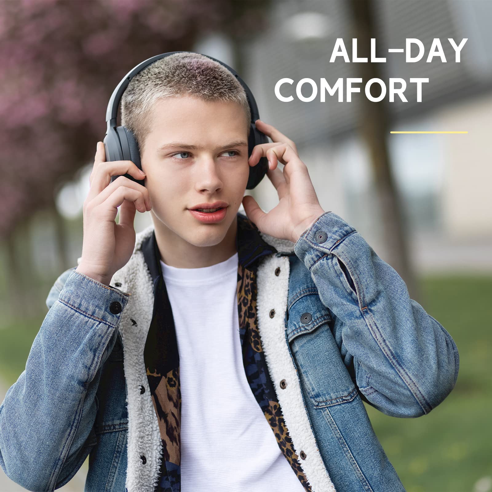 Edifier W820NB Hybrid Active Noise Cancelling Headphones - Hi-Res Audio - 49H Playtime - Wireless Over Ear Bluetooth Headphones for Phone-Call (White)