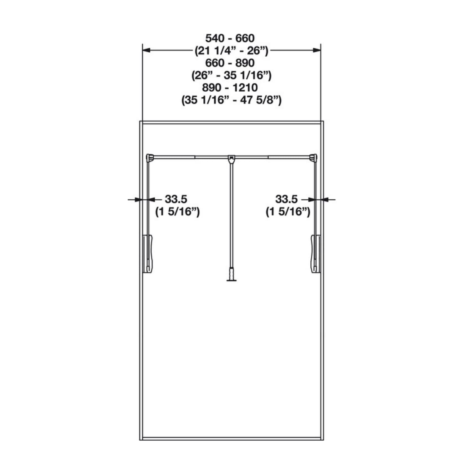 Hafel Häfele Pull Down Closet Rod, 26 lbs Load Capacity, Ergonomic Handle, Adjustable Width, White (26inch - 35 1/16inch) 26inch - 35 1/16inch Inside closet width