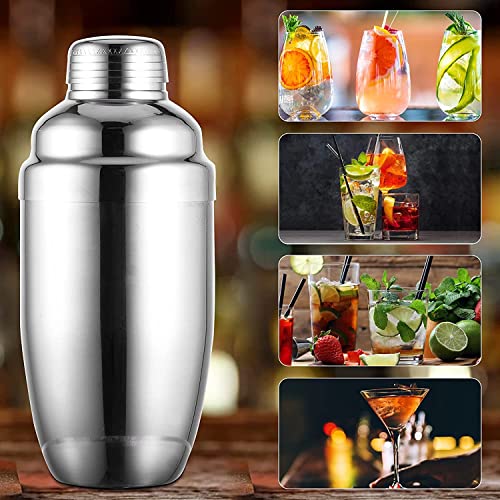 Aolzg Cocktail Shaker, 18oz Martini Shaker, Cocktail Stainless Steel Wine Shaker with Strainer and Lid Top,Drink Shaker, Martini Shaker and Strainer, Cocktail Shaker Set, Shakers Bartending,(550ml)