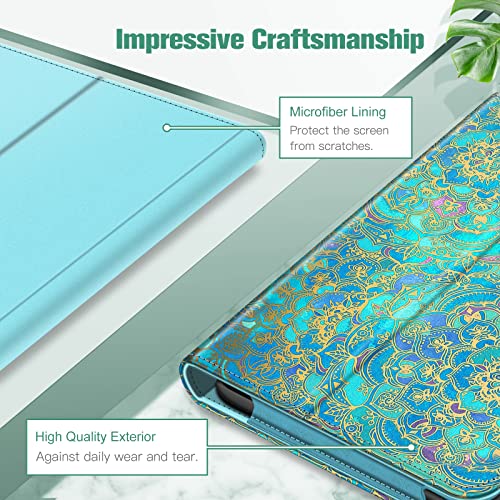 Fintie Folio Case for All-New Fire 7 Tablet (12th Generation, 2022 Release) Latest Model - Premium Vegan Leather Slim Fit Foldable Stand Cover with Auto Sleep/Wake, Shades of Blue