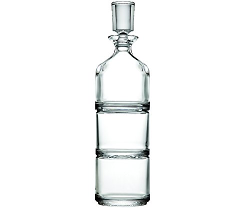 Godinger Stackable Whiskey Decanter and Whisky Glasses 3 pc set, for Liquor Scotch Bourbon or Wine