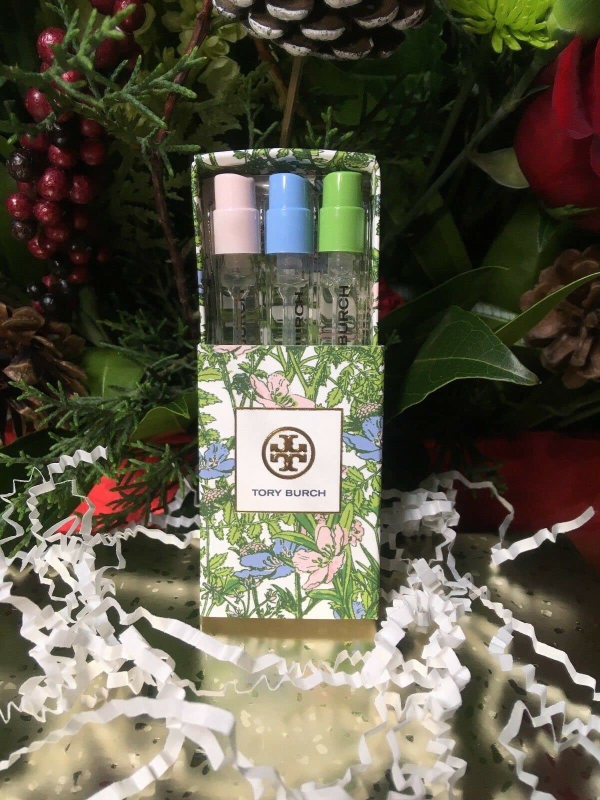 Tory Burch Set of 3 Eau de Parfum Sample Sprays: Jolie Fleur Rose, Fleur Bleue, and Fleur Verte - .05 oz each
