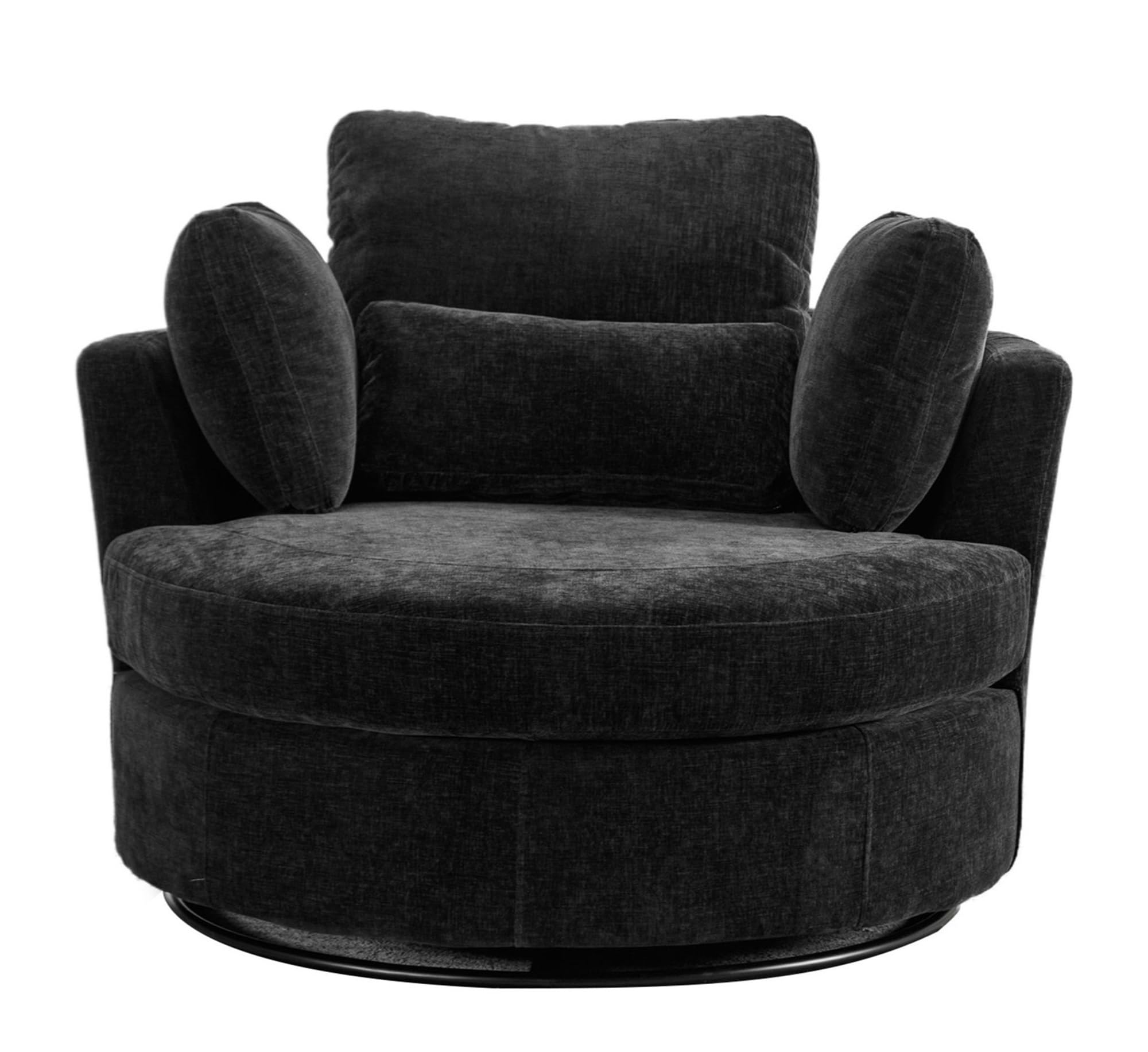 GoDoco Swivel Accent Barrel Chair Wide Chair Body with 3 Pillows for Living Room or Bedroom Hotel Lounge Club Round Chair Modern Sofa (Blue)
