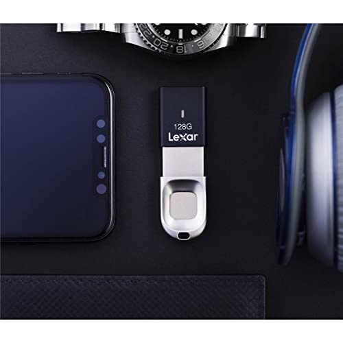 Lexar LJDF35-32GBNL Jumpdrive Fingerprint F35 32 GB USB 3.0 Flash Drive, Black/Silver