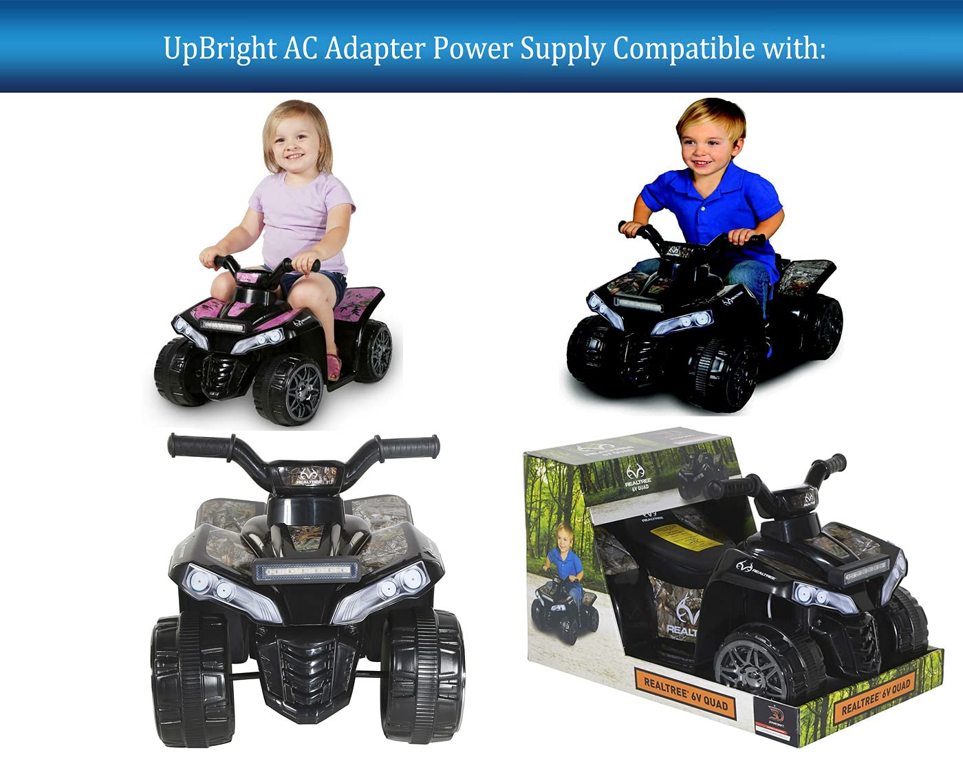 UpBright DC6V AC Adapter Compatible with Realtree 6V Quad 8805-12 8806-08 Dynacraft Four-Wheel car 6 Volt Battery Powered Ride On 880512 880608 Black Pink Camo 6 V DC 6VDC 6V-BAT Power Supply Charger