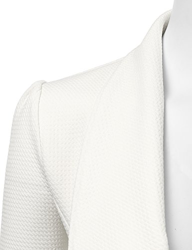 CLOVERY Women's Long Sleeve Cardigan Lightweight Open Front Office Blazer, Ivory X-Large Plus Size