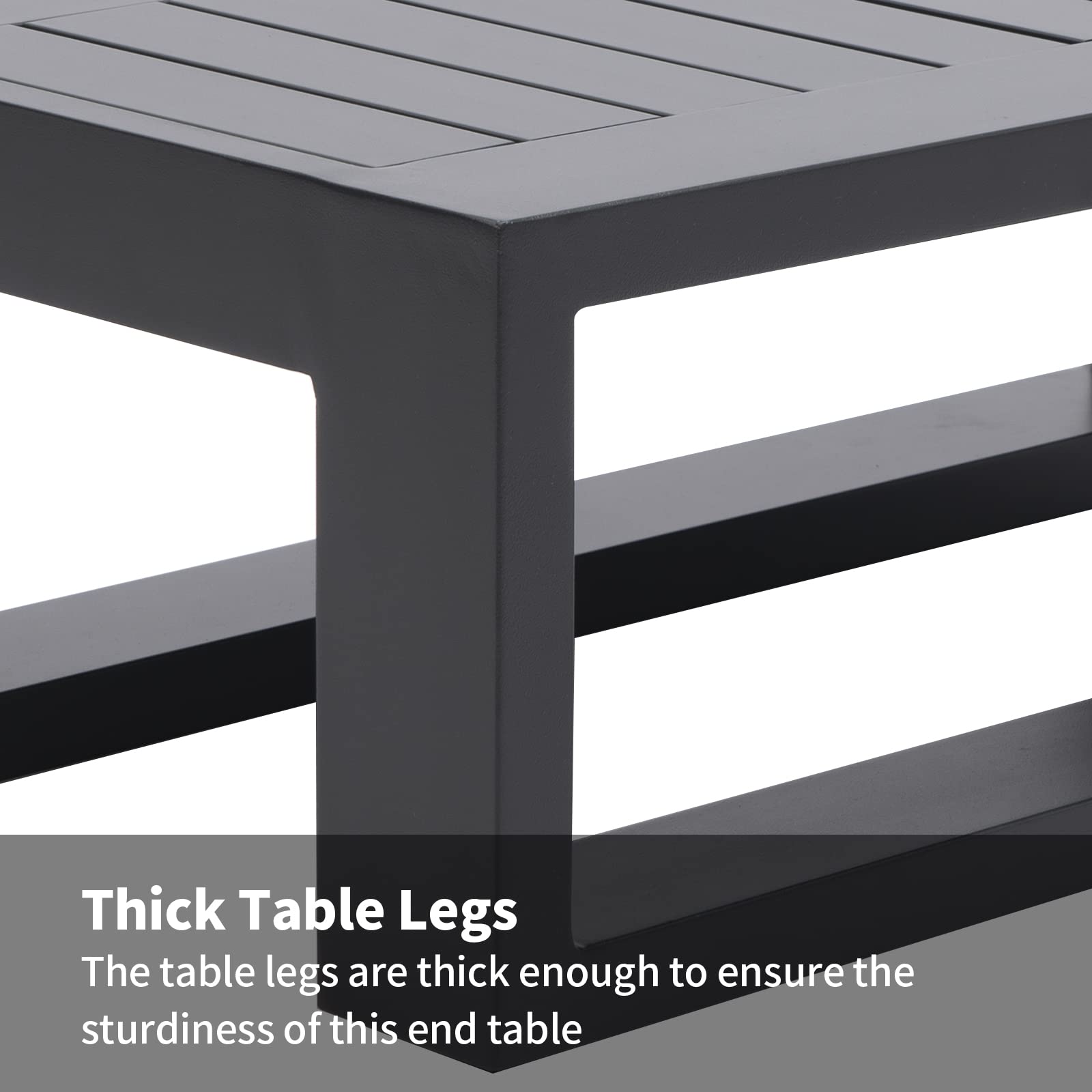 LebenLiebe Patio Side Table Aluminum Outdoor End Tables for Outside Small Rectangle Coffee Table Patio Furniture for Garden Backyard, Grey Frame