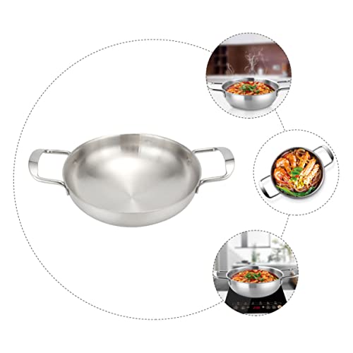 Cabilock 1pc Stainless Steel Soup Pot Wok Pan with Lid Metal Cooking Utensils Korean Cookware Fast Heating Pot Kitchen Deep Fryer Round Everyday Pan Stainless Stockpot Instant Noodle Pot