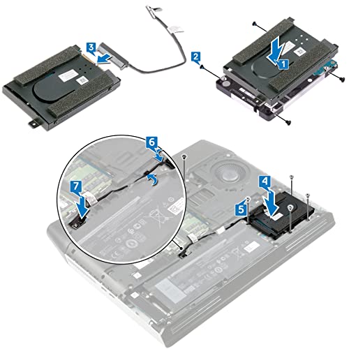 Deal4GO SATA Hard Drive Cable 2K51N 02K51N w/ 2.5" HDD Caddy Carrier 0J8J5W J8J5W Replacement for Dell Alienware Area 51M ALWA51M