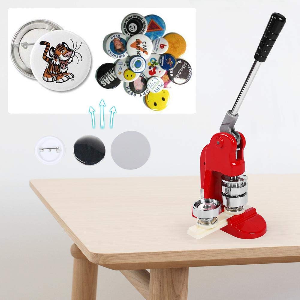 75MM Badge Making Machine + 500 Buttons,Jadpes 75MM DIY Tinplate Button Maker Aluminum Alloy Badge Punch Pin Machine for Badge Insignia