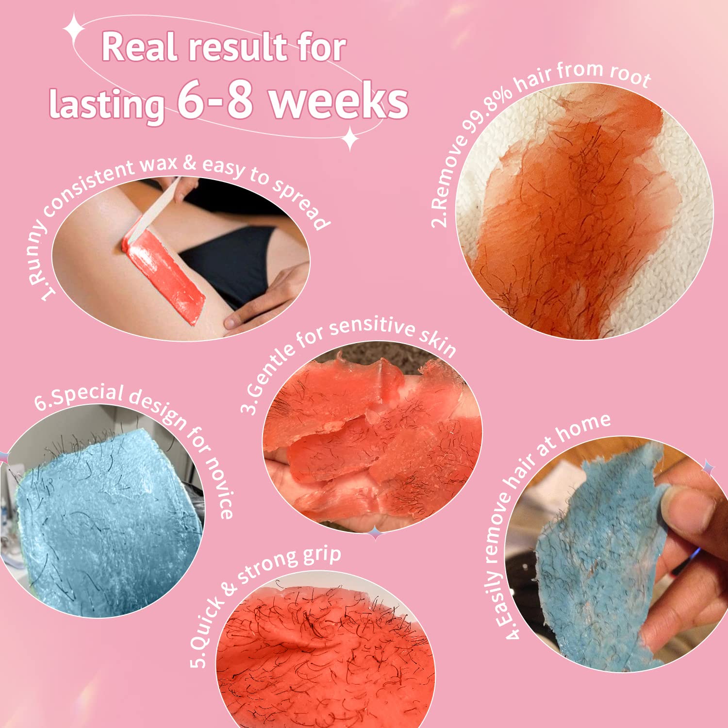 Ajoura Home Wax Warmer Kit for Waxing, Brazilian Sensitive Skin Hair Removal ,Women Men, Eyebrows, Bikini, Face, Armpit, Legs