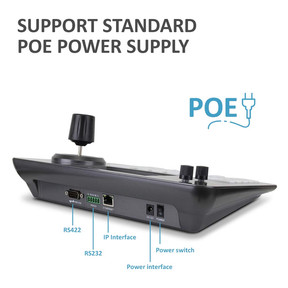 LEFTEK Video Conference PTZ Controller Decoding Series Keyboard with 5 Inch LCD Screen 4D Joystick POE Function Protocol Connection